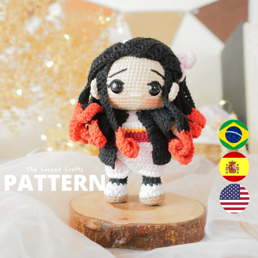 Mini Amigurumi Crochet Pattern Nezuko – theloopedcrafts