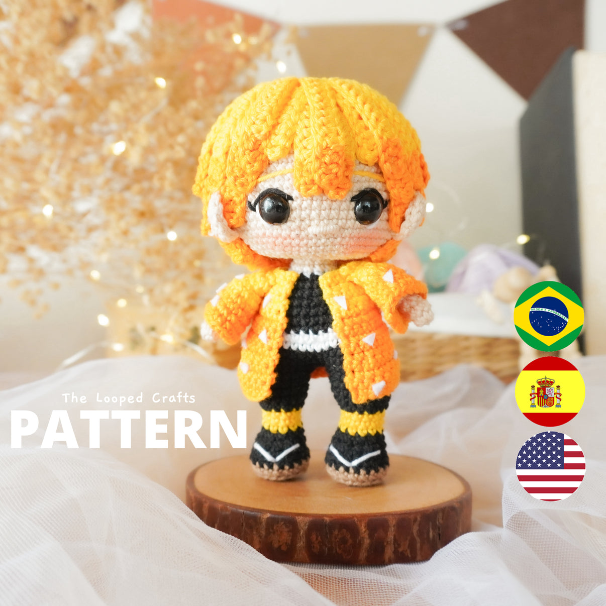 Mini Amigurumi Crochet Pattern Zenitsu – theloopedcrafts